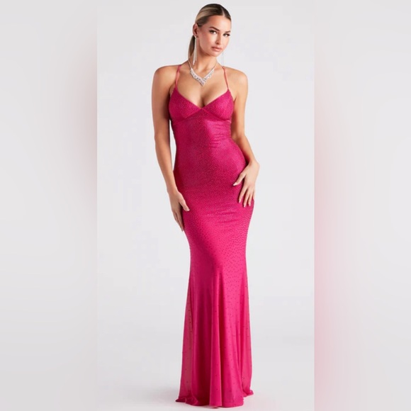 Windsor | Dresses | Pink Beaded Body Con Prom Dress | Poshmark